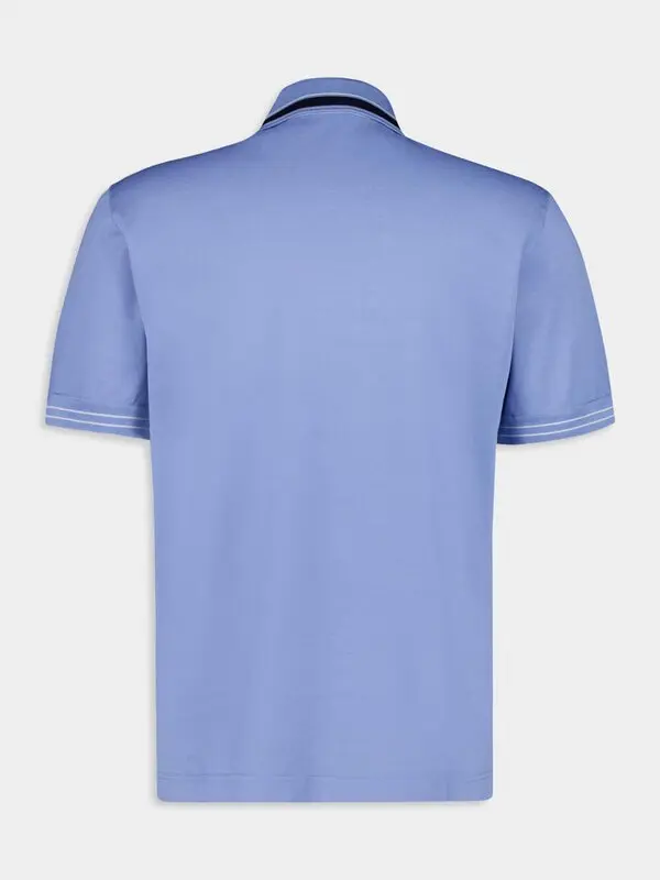FERRAGAMO Light Cotton Piqué Polo Shirt - Blue