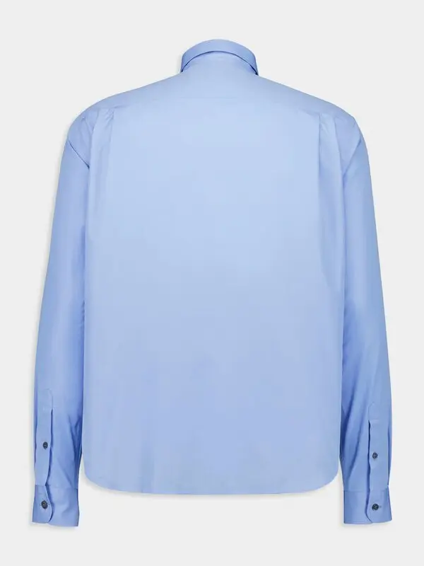 Prada Celeste Cotton Shirt With Pearl Buttons - Blue