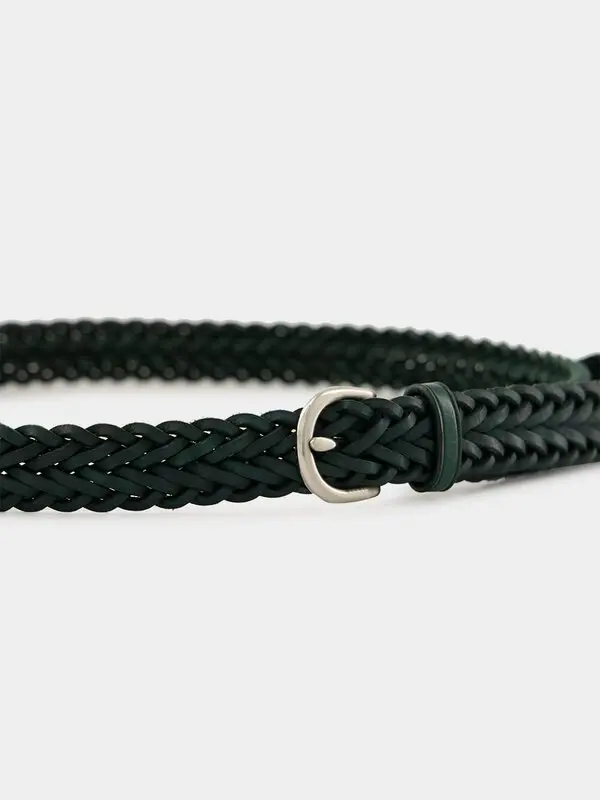 Dragon Diffusion Braided Leather Belt - Green