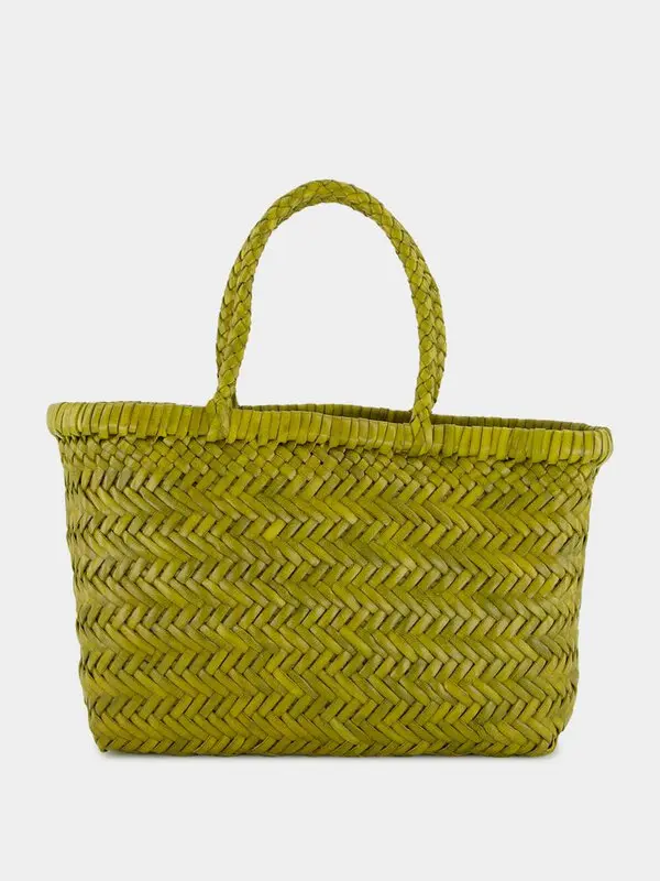 Dragon Diffusion Bamboo Mini Flat Gora Leather Tote - Green