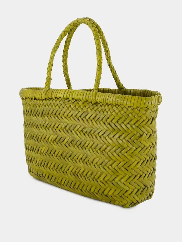 Dragon Diffusion Bamboo Mini Flat Gora Leather Tote - Green