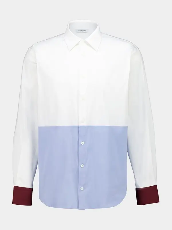 FERRAGAMO Colour Block Poplin Shirt - Blue