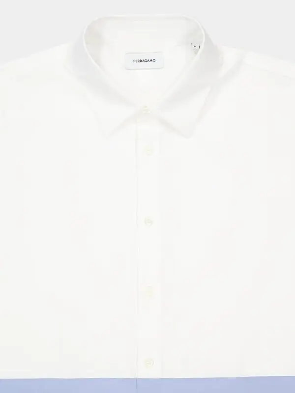 FERRAGAMO Colour Block Poplin Shirt - Blue