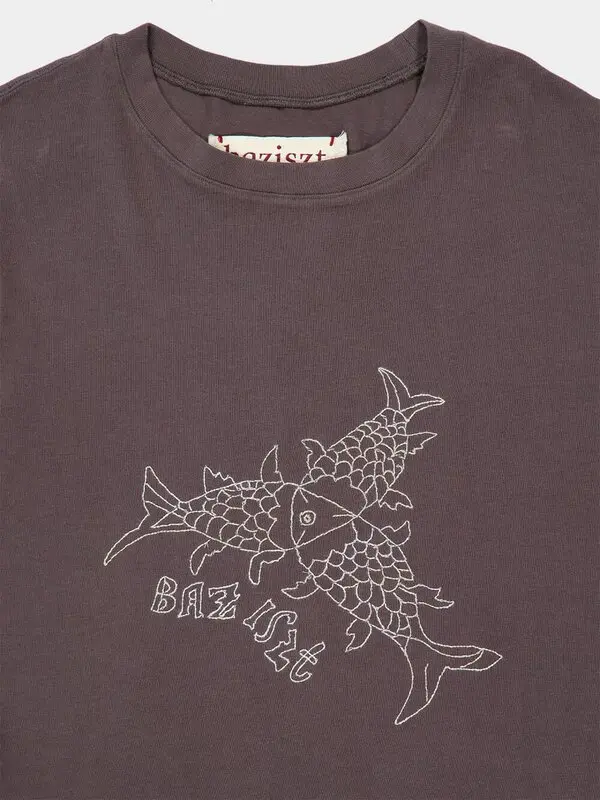 BAZISZT Taupe Fish T-shirt