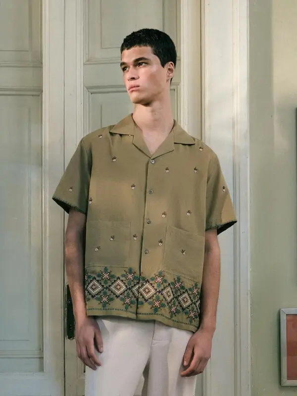 BAZISZT Khaki Pistachio Shirt - Green