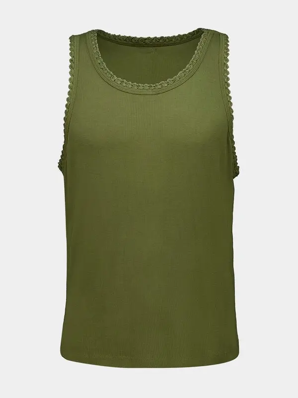 BAZISZT Khaki Croquet Tank Top - Green