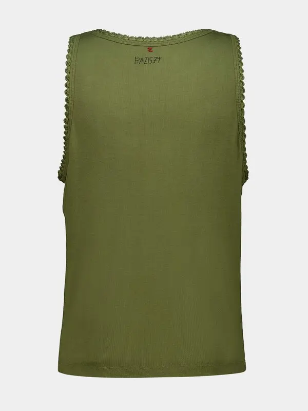BAZISZT Khaki Croquet Tank Top - Green