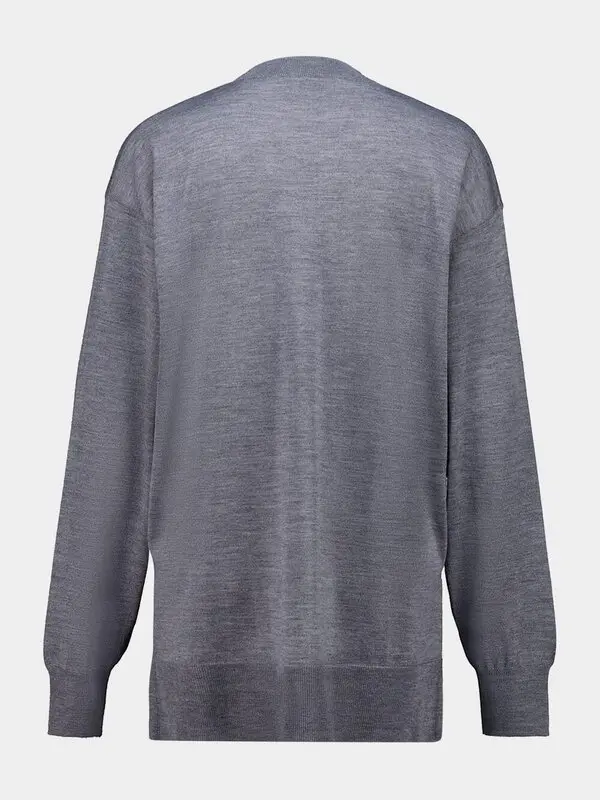 AMI Paris De Coeur Wool And Silk Sweater - Grey
