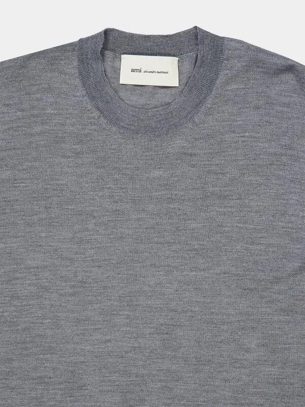 AMI Paris De Coeur Wool And Silk Sweater - Grey