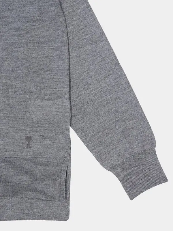AMI Paris De Coeur Wool And Silk Sweater - Grey