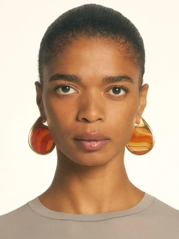 PANCONESI Gold Dusk Agate Earrings - Orange