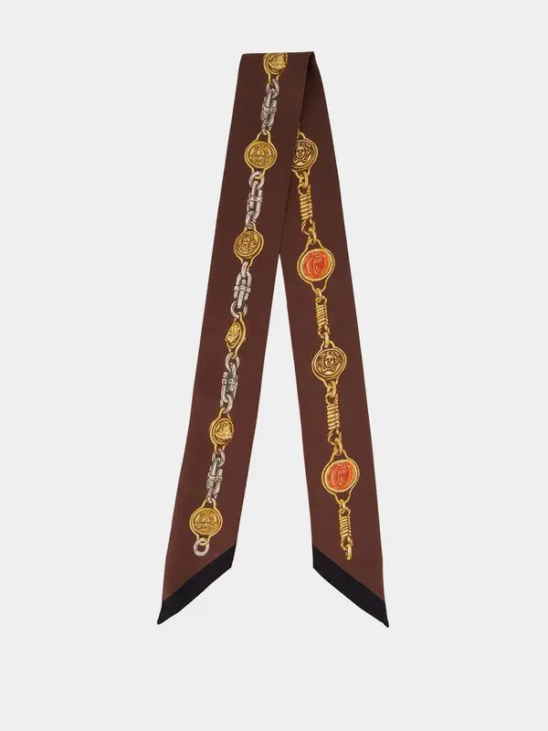Versace Printed Silk Twill Ribbon - Brown