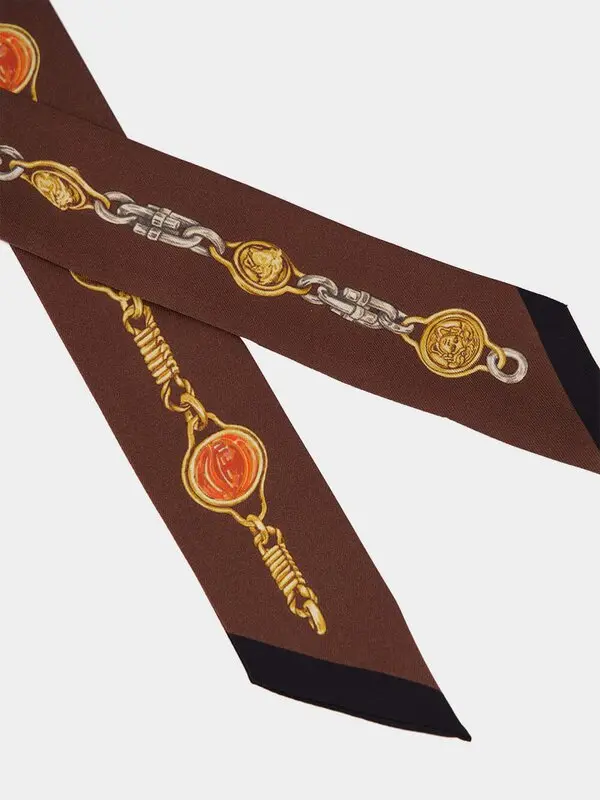 Versace Printed Silk Twill Ribbon - Brown