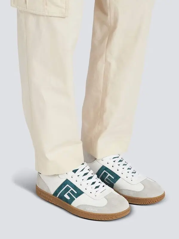 Balmain Swan Leather And Suede Trainers - Multicolour