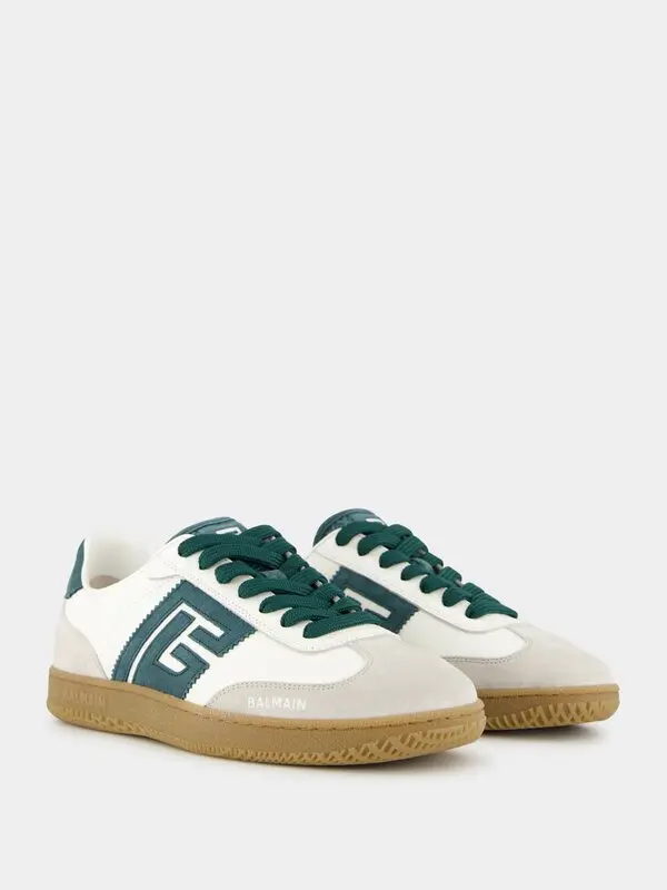 Balmain Swan Leather And Suede Trainers - Multicolour