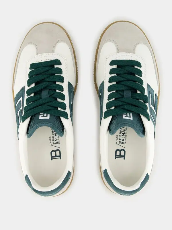Balmain Swan Leather And Suede Trainers - Multicolour