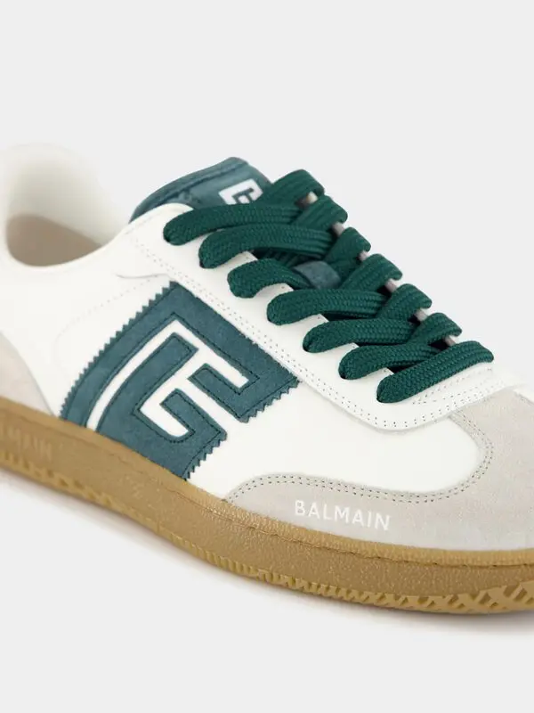 Balmain Swan Leather And Suede Trainers - Multicolour