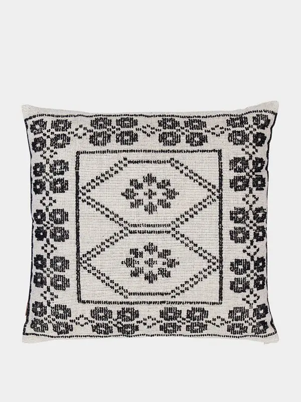 HOUSE OF CAPRICORN Inês Cotton And Linen Handmade Cushion - Black
