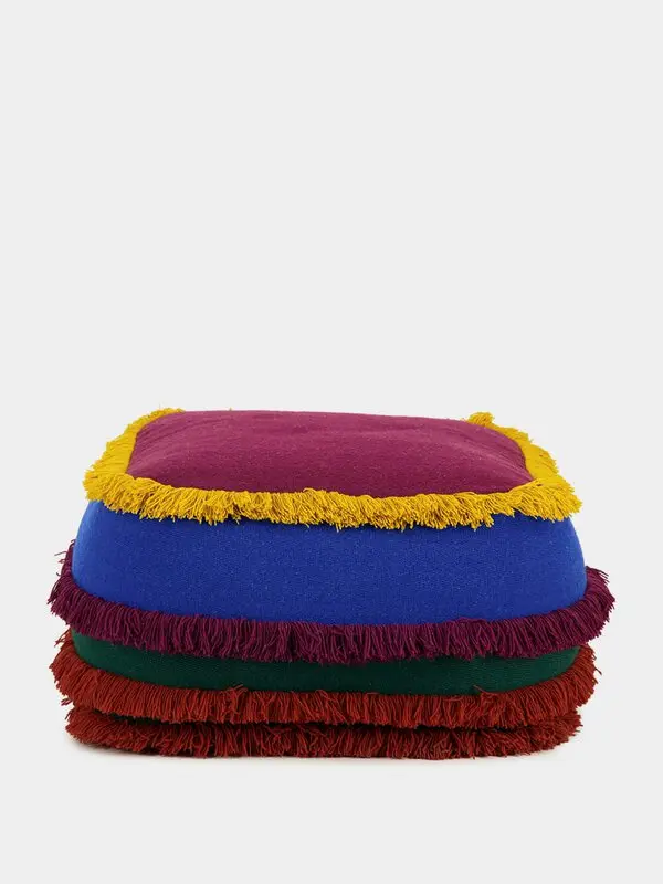 HOUSE OF CAPRICORN Handmade Barrocal Multicoloured Wool Ottoman - Multicolour