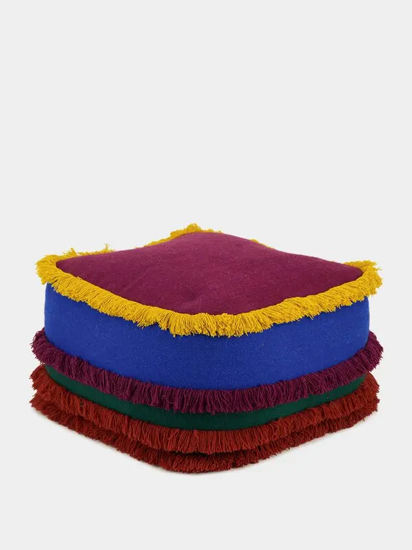 HOUSE OF CAPRICORN Handmade Barrocal Multicoloured Wool Ottoman