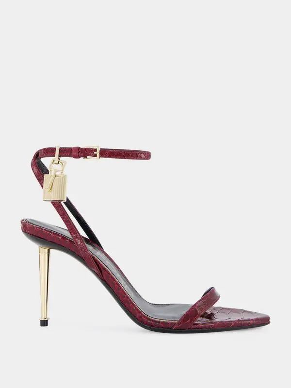 TOM FORD Laminated Crocodile Padlock Sandal - Red