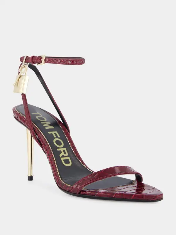 TOM FORD Laminated Crocodile Padlock Sandal - Red
