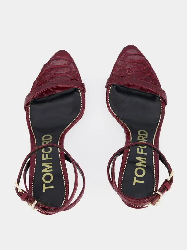 TOM FORD Laminated Crocodile Padlock Sandal - Red