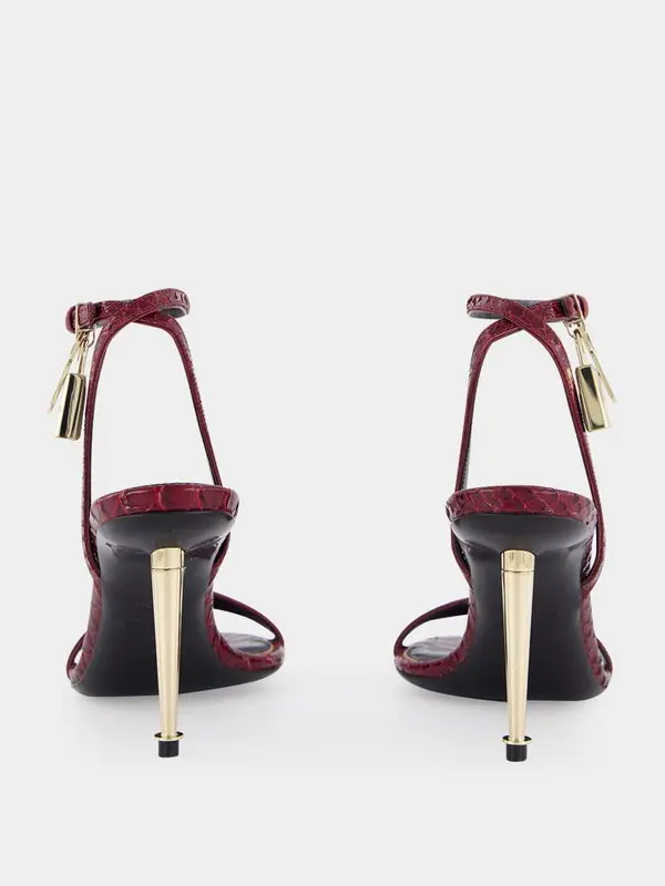 TOM FORD Laminated Crocodile Padlock Sandal - Red