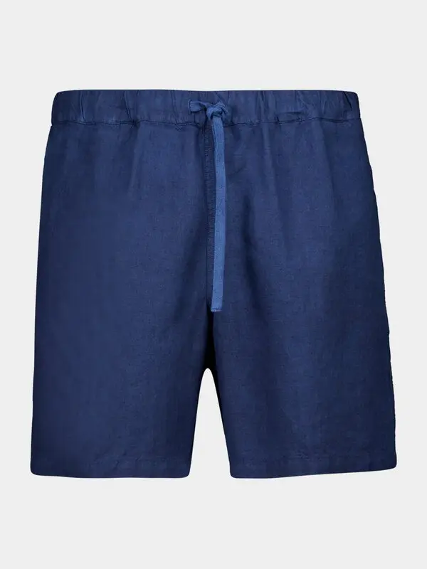 120% Lino Linen Bermuda Shorts - Blue