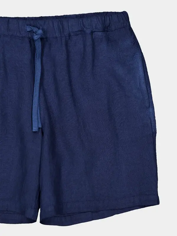 120% Lino Linen Bermuda Shorts - Blue