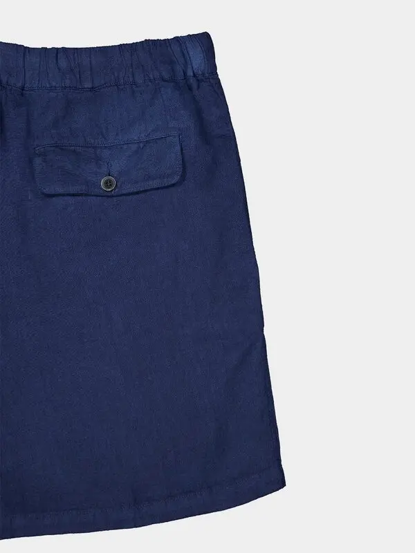 120% Lino Linen Bermuda Shorts - Blue