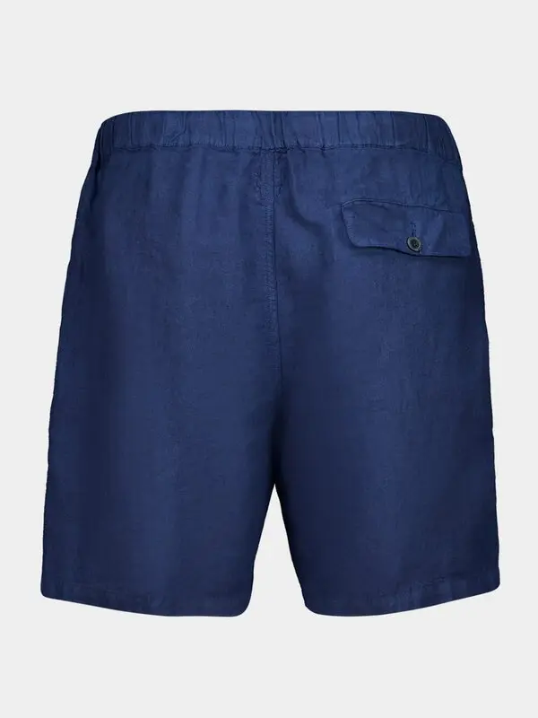 120% Lino Linen Bermuda Shorts - Blue