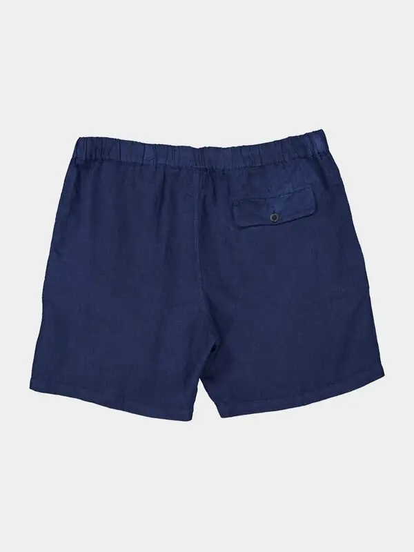 120% Lino Linen Bermuda Shorts - Blue
