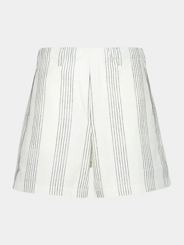 Commas Off-textured Stripe Resort Shorts - White