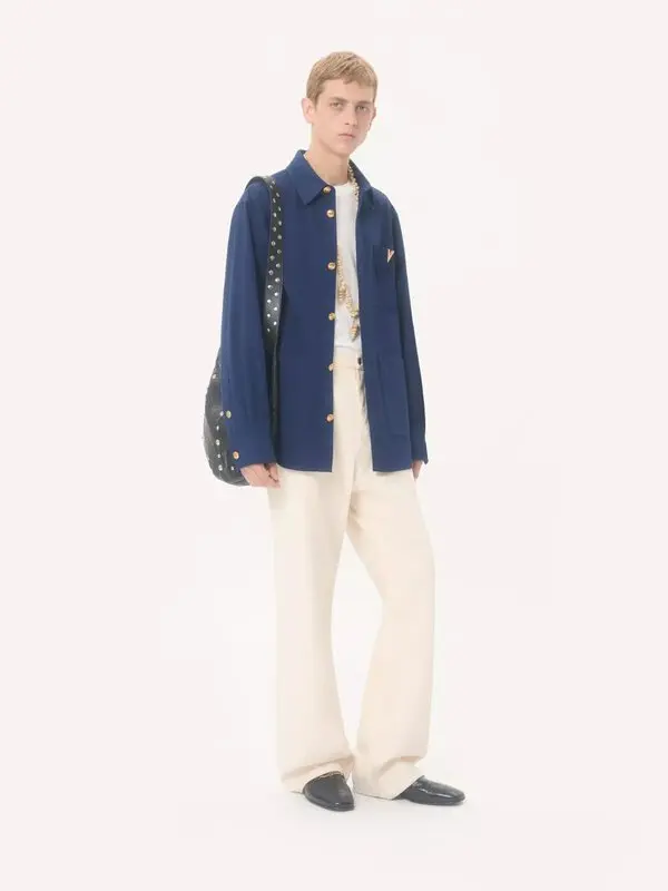 Valentino Garavani Cobalt Shirt Jacket With Vgold - Blue