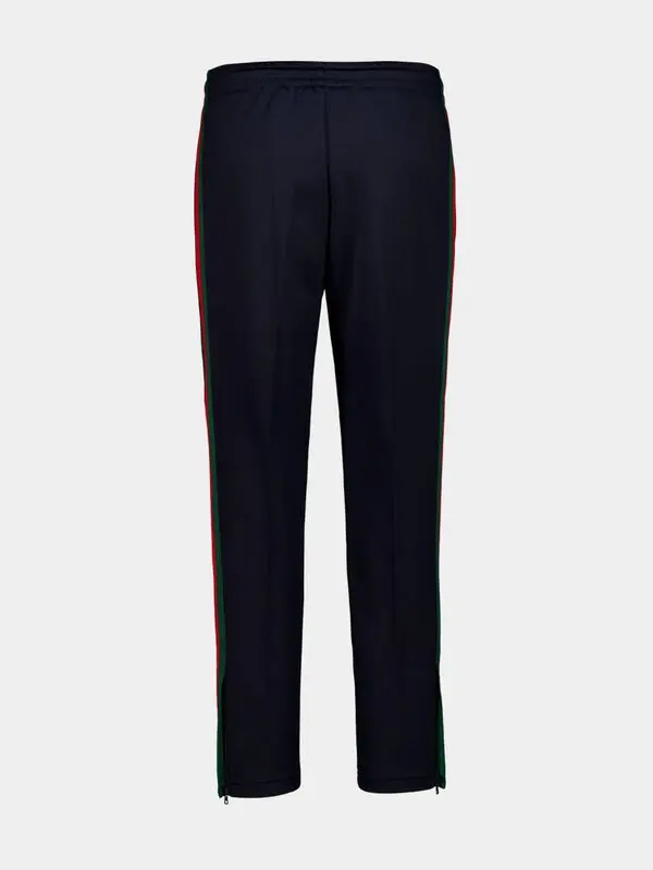 Gucci Dark Technical Jersey Sportswear Trousers With Web - Blue