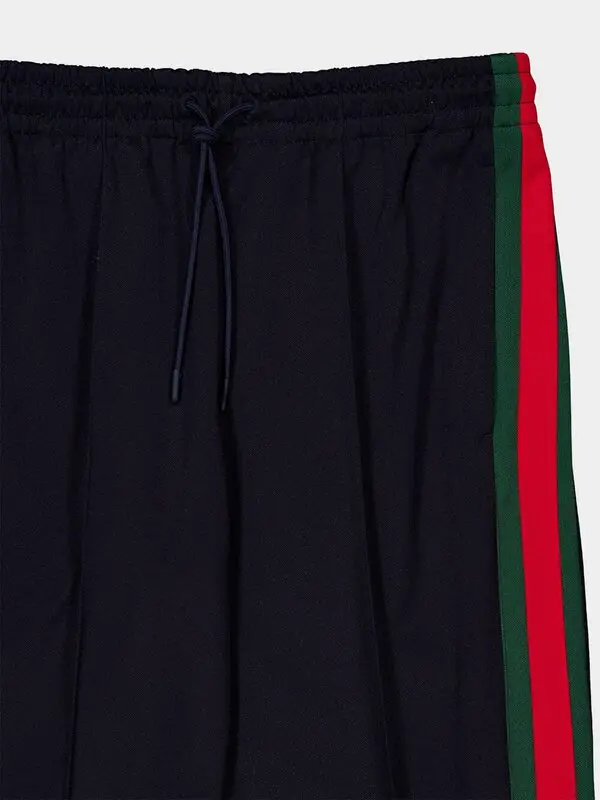 Gucci Dark Technical Jersey Sportswear Trousers With Web - Blue