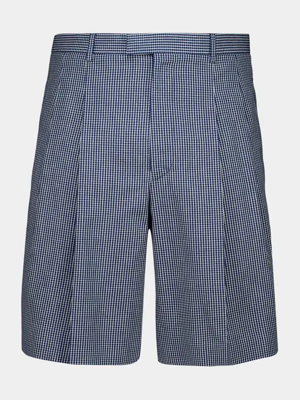 Givenchy Checked Double Pleat Bermuda Shorts - Blue
