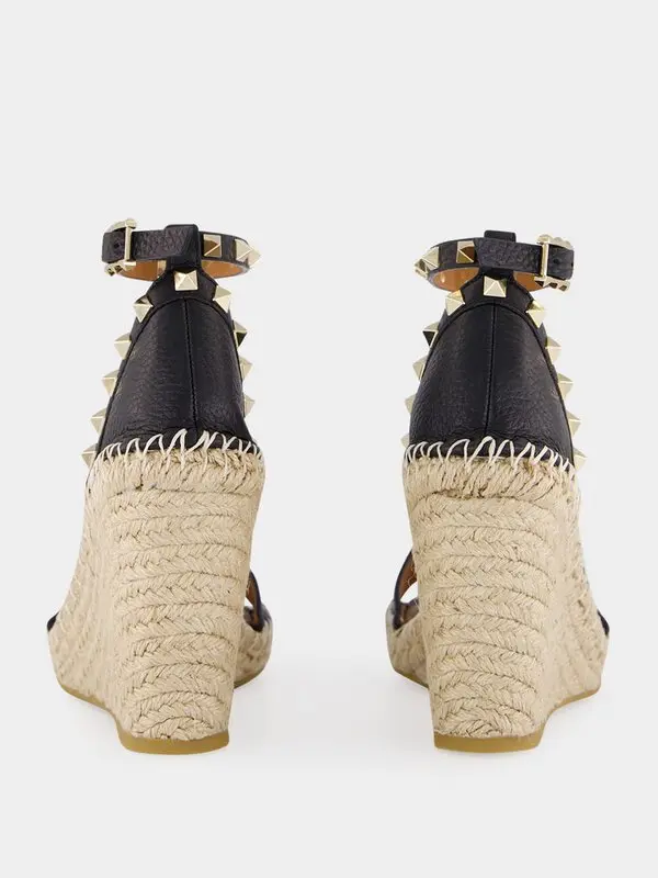 Valentino Garavani Calf Leather Wedge Espadrille Sandals