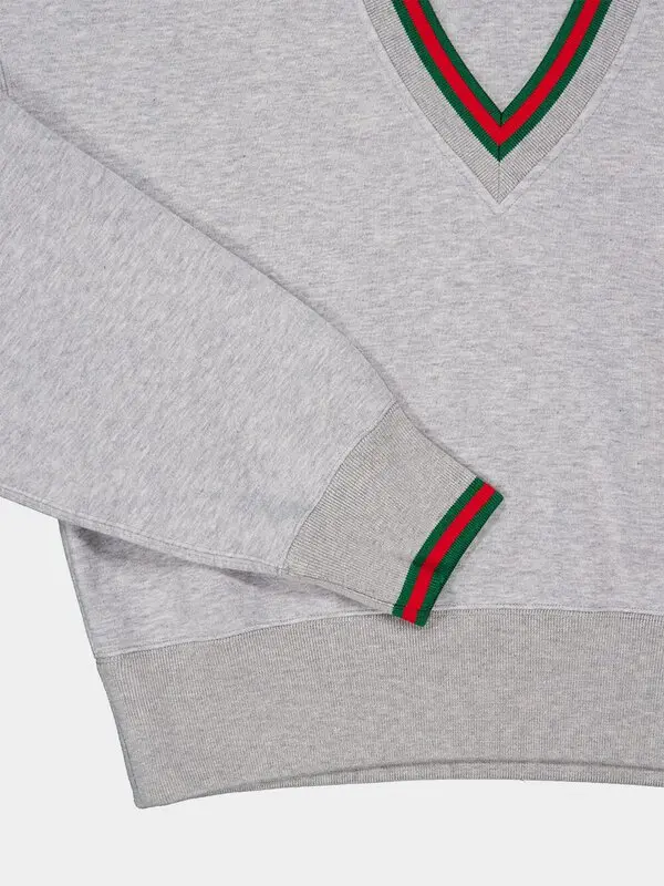 Gucci Light V-neck Sweatshirt With Web