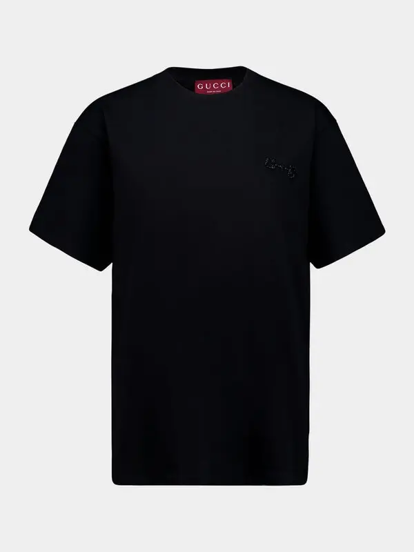 Gucci Cotton T-shirt With Horsebit Beads - Black