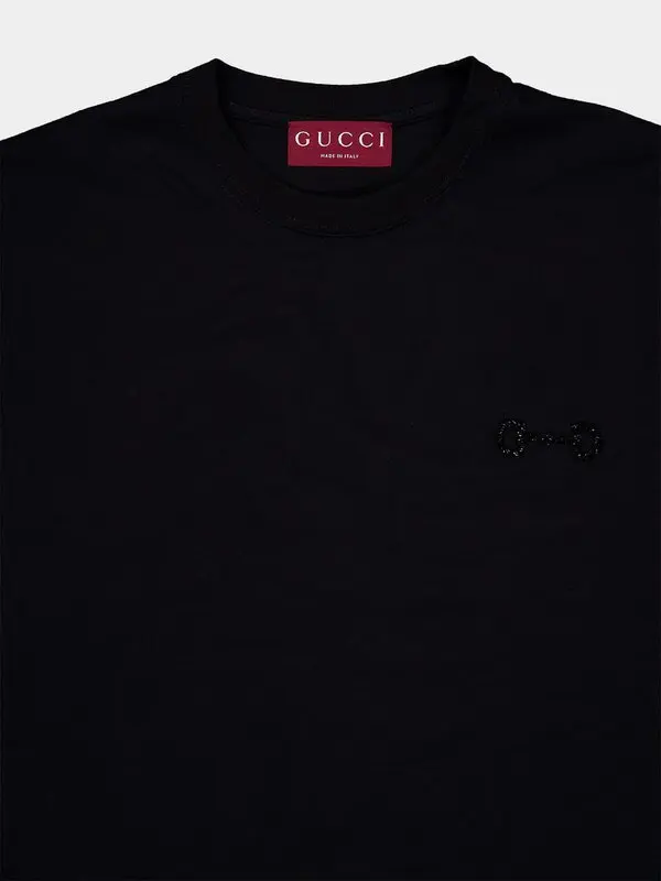 Gucci Cotton T-shirt With Horsebit Beads - Black