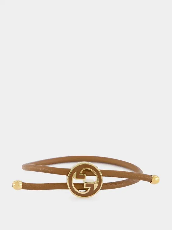 Gucci Leather Bracelet With Interlocking G Detail - Brown