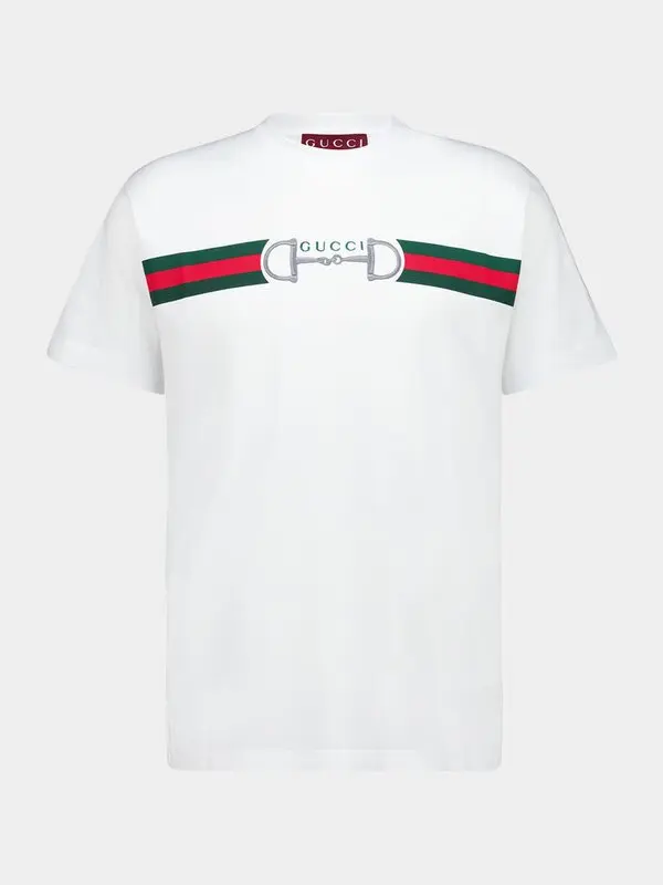 Gucci Cotton Jersey T-shirt With Web And Horsebit Embroidery