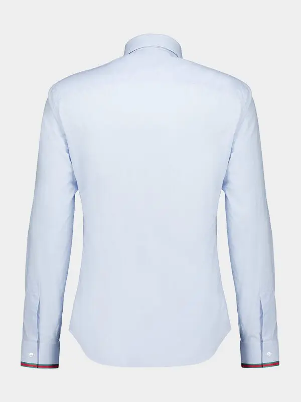 Gucci Light Striped Cotton Shirt With Web - Blue
