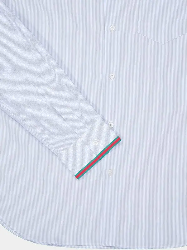 Gucci Light Striped Cotton Shirt With Web - Blue
