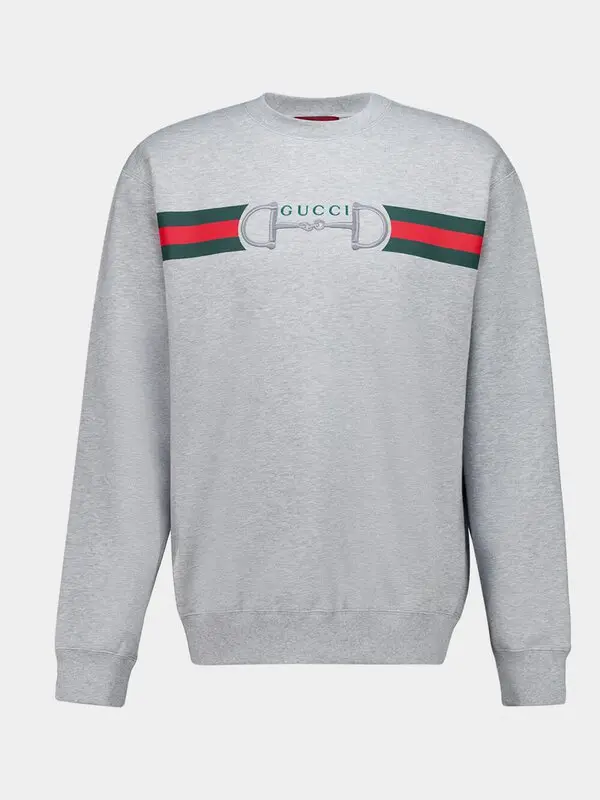 Gucci Sweatshirt With Web And Horsebit - Grey