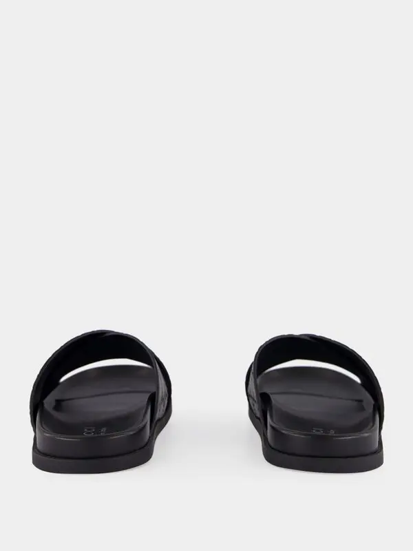 Gucci Gg Embossed Leather Slides