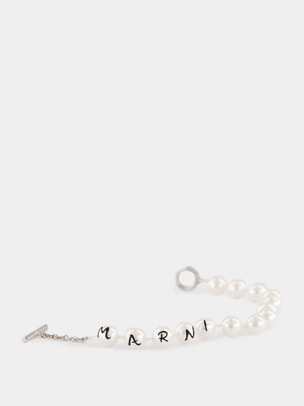 Marni Pearl Logo Bracelet - White