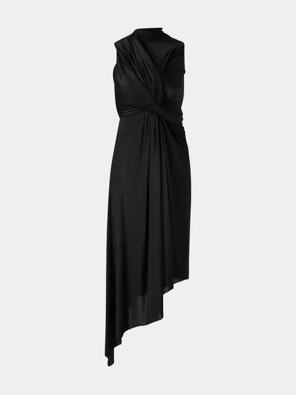 Balenciaga Draped Sleeveless Midi Dress - Black